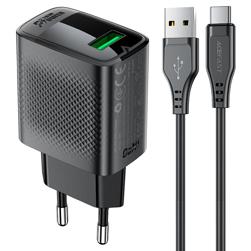 Fast Charge Wall Charger A90 QC18W GaN (1xUSB-A) EU I ACEFAST - High ...