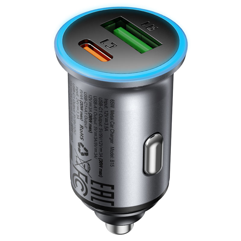 Car Charger B15 65W (1xUSB-C + 1xUSB-A) | ACEFAST